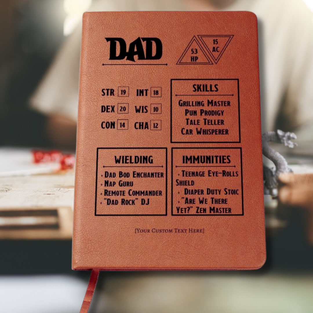 Dungeons and Dragons Dad Character Sheet Leather Journal, Dungeon ...