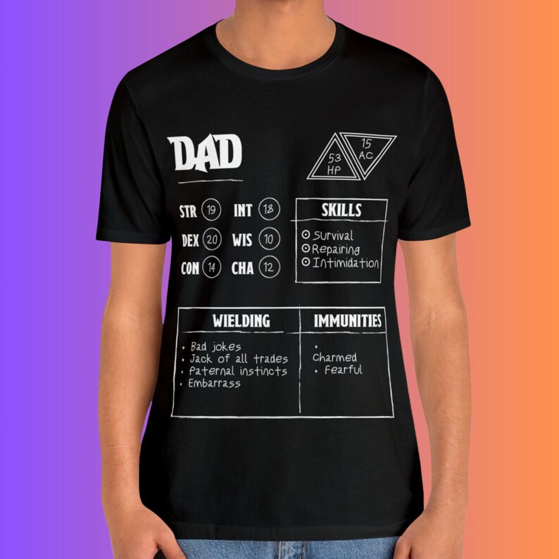 Dad Character Sheet | Dnd Dad Shirt | Dnd Dungeon Dad Shirt | D&D ...