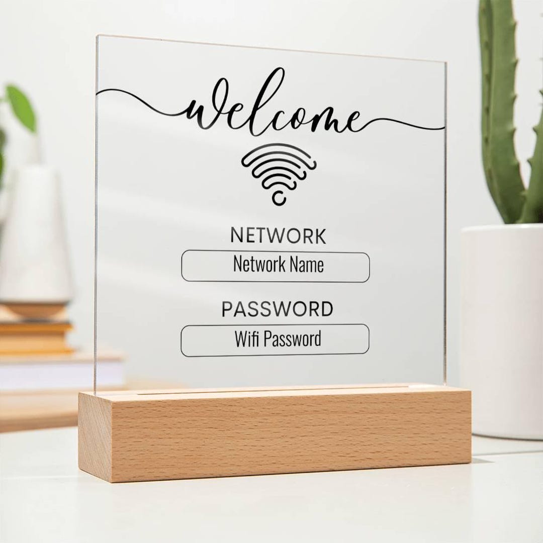 Personalized Wifi Acrylic Plaque With Network Name, Wifi Password Sign ...