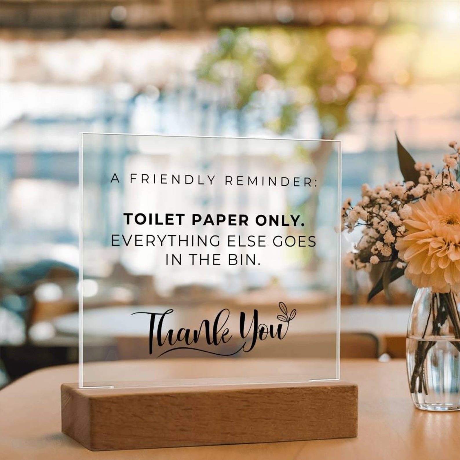 Sensitive Septic Sign - Only Flush Toilet Paper, Guest Reminder Plaque ...