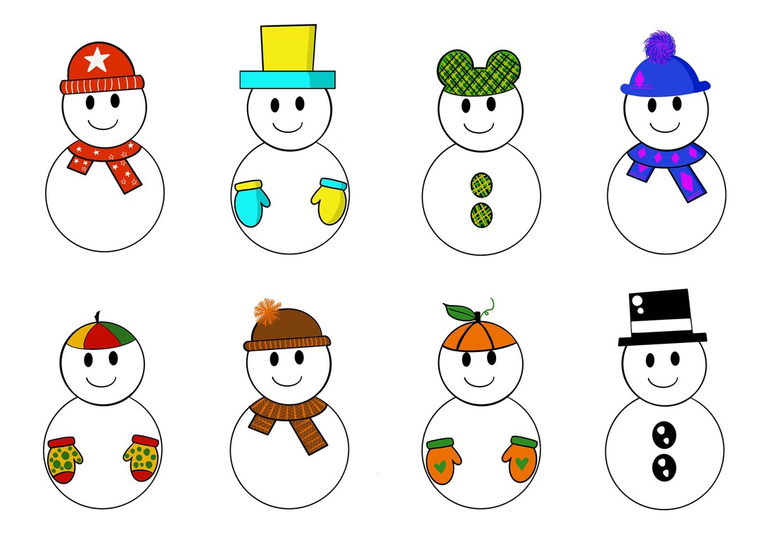 Snowman Top and Bottom Match Printable Busy Book Page | Family Winter ...