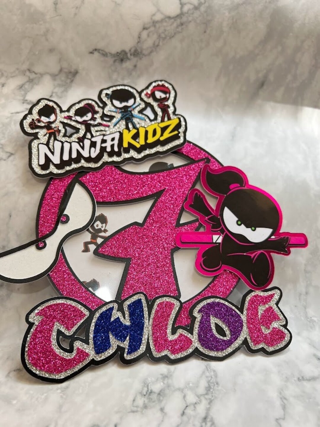 Ninja Kidz Inspired Cake Topper- Pink - Etsy