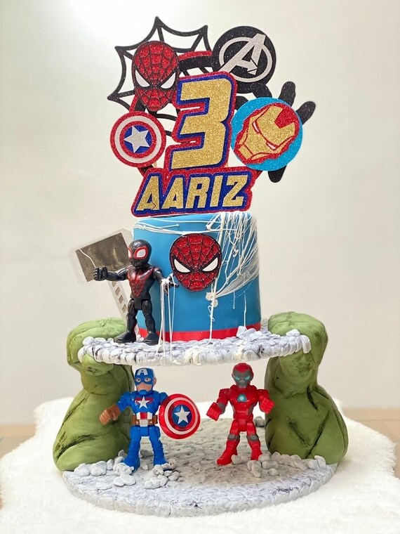 Avengers Inspired Cake Topper With Cupcake Toppers | Etsy
