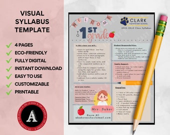 Editable Class Syllabus, Visual Syllabus Template, Templates for ...