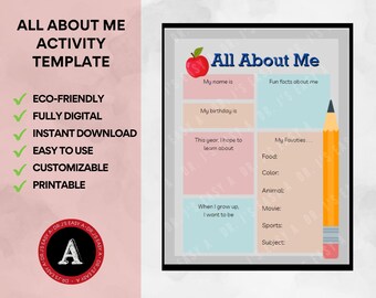 Worksheet, All About Me, Canva Template, Teacher, Instant Download ...