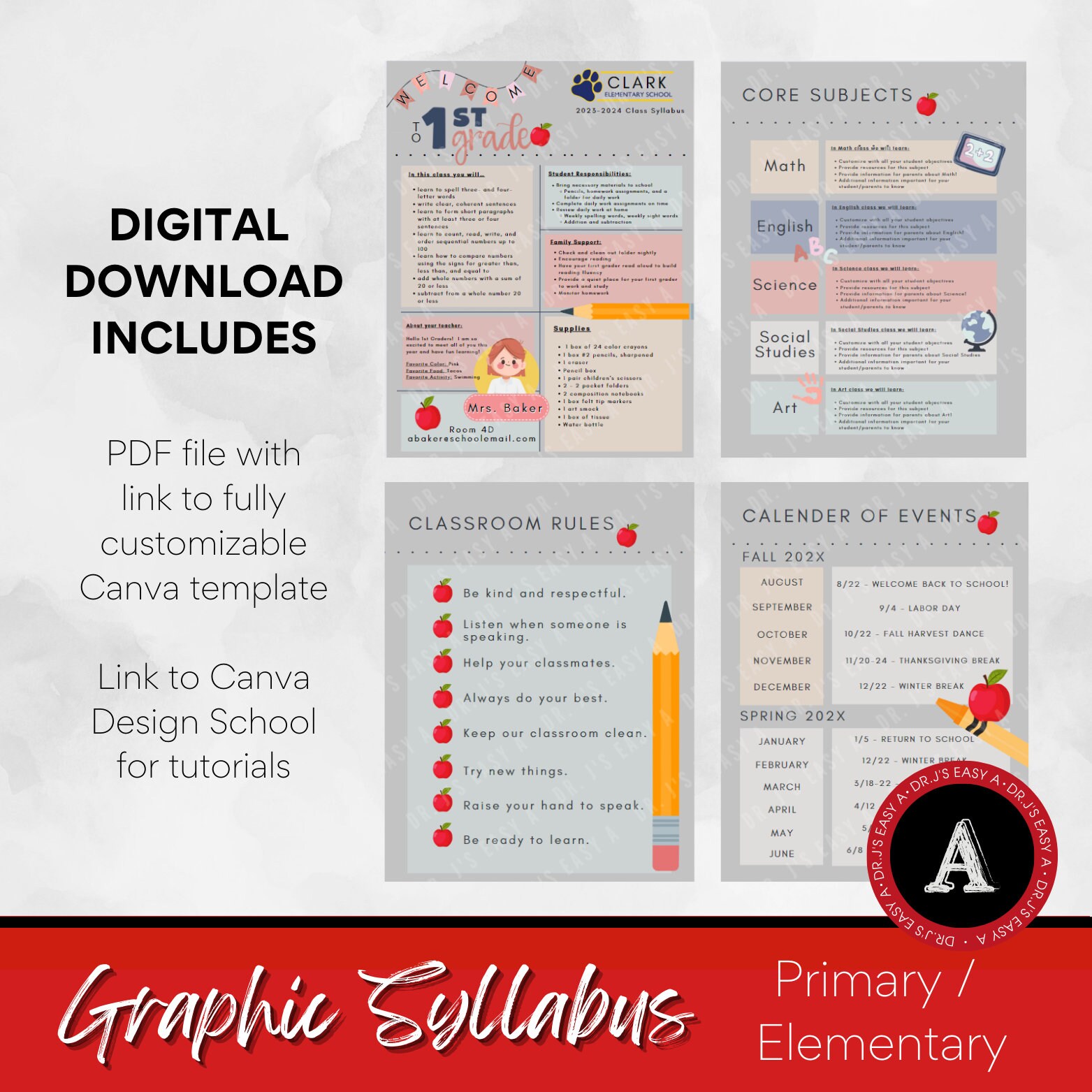 Editable Class Syllabus, Visual Syllabus Template, Templates for ...