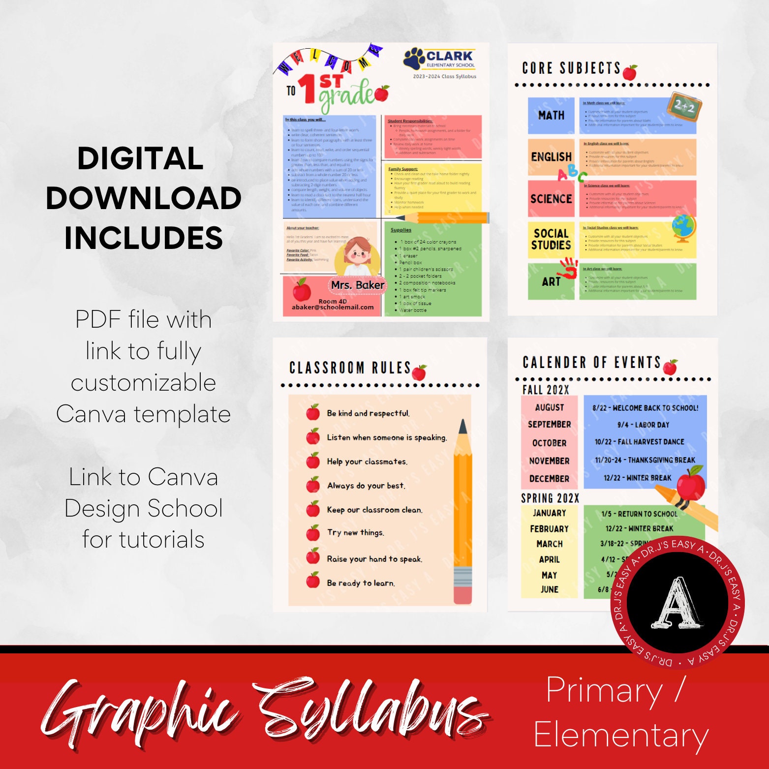 Editable Class Syllabus, Visual Syllabus Template, Templates for ...