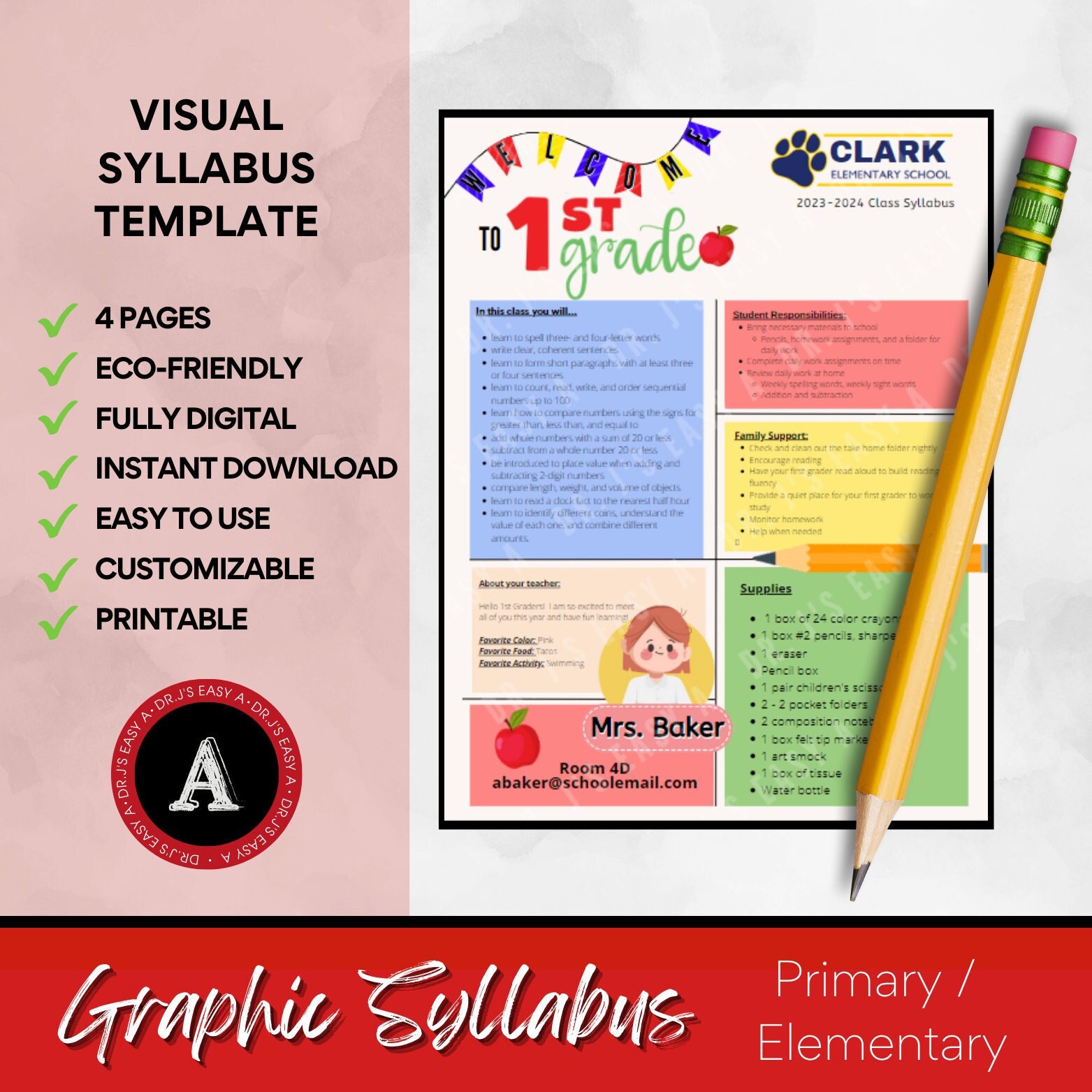 Editable Class Syllabus, Visual Syllabus Template, Templates for ...