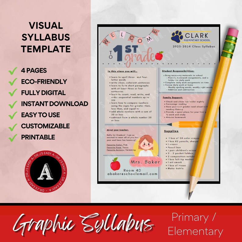 Editable Class Syllabus Visual Syllabus Template Templates - Etsy