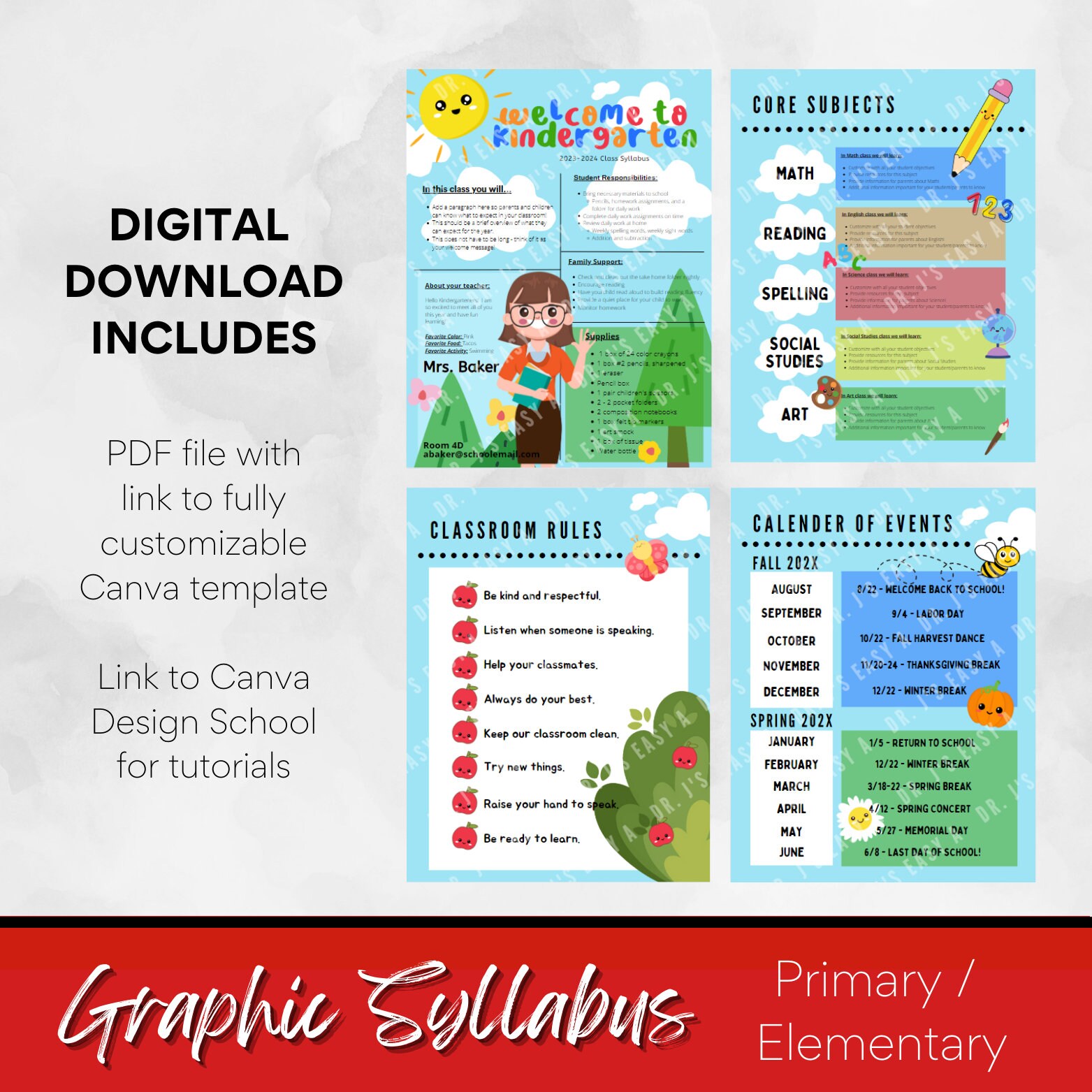 Editable Class Syllabus, Visual Syllabus Template, Templates for ...