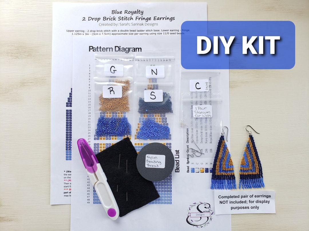 Seed Bead Earring Kit, Brick Stitch Fringe Beaded Earring Kit, Modern ...