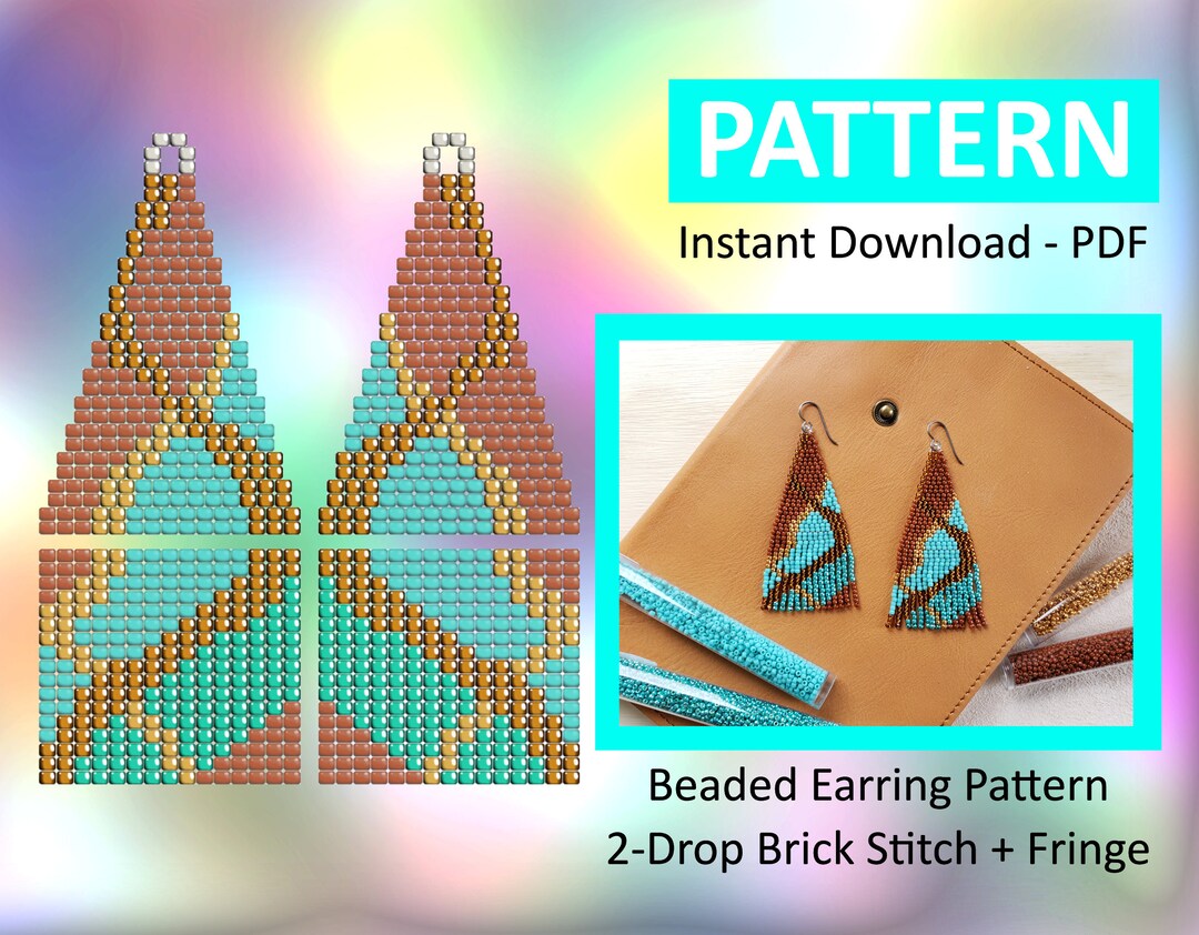 Fringe Earring Pattern 2 Drop Brick Stitch PDF Pattern - Etsy