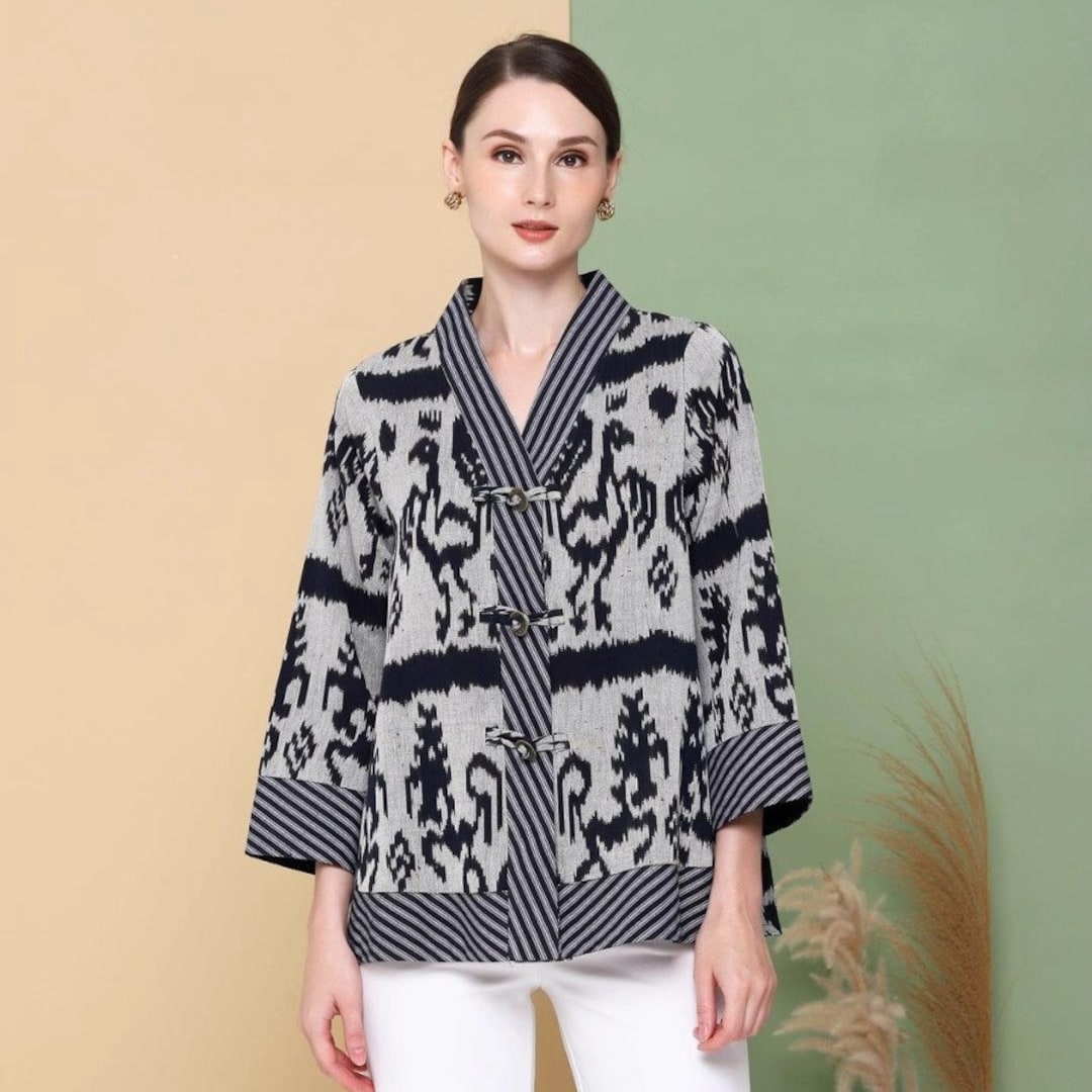 Women's Ethnic Weaving Batik Tops Blouse, Women Blouse, Readymade ...