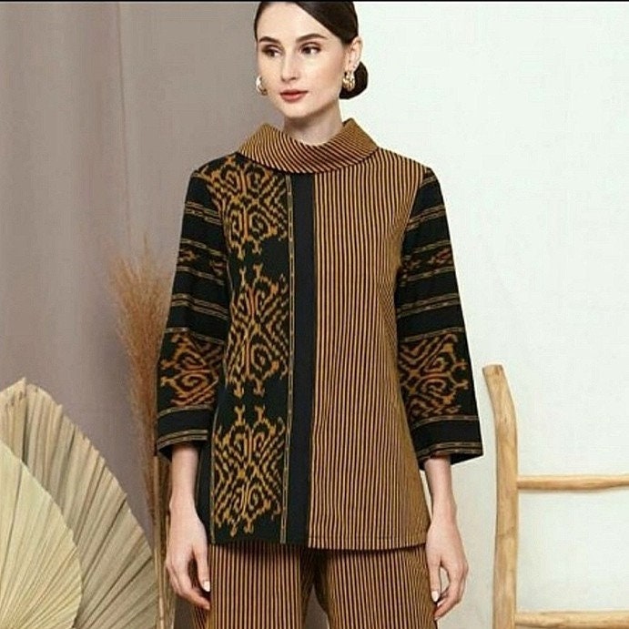 Blouse Batik Women's Tops Ethnic Woven Mix Lurik Set - Etsy