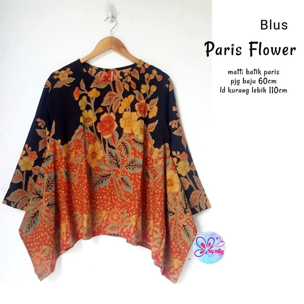 Sarrabatik Paris Flower Premium Batik Blouse Modern Batik Tops, Women ...