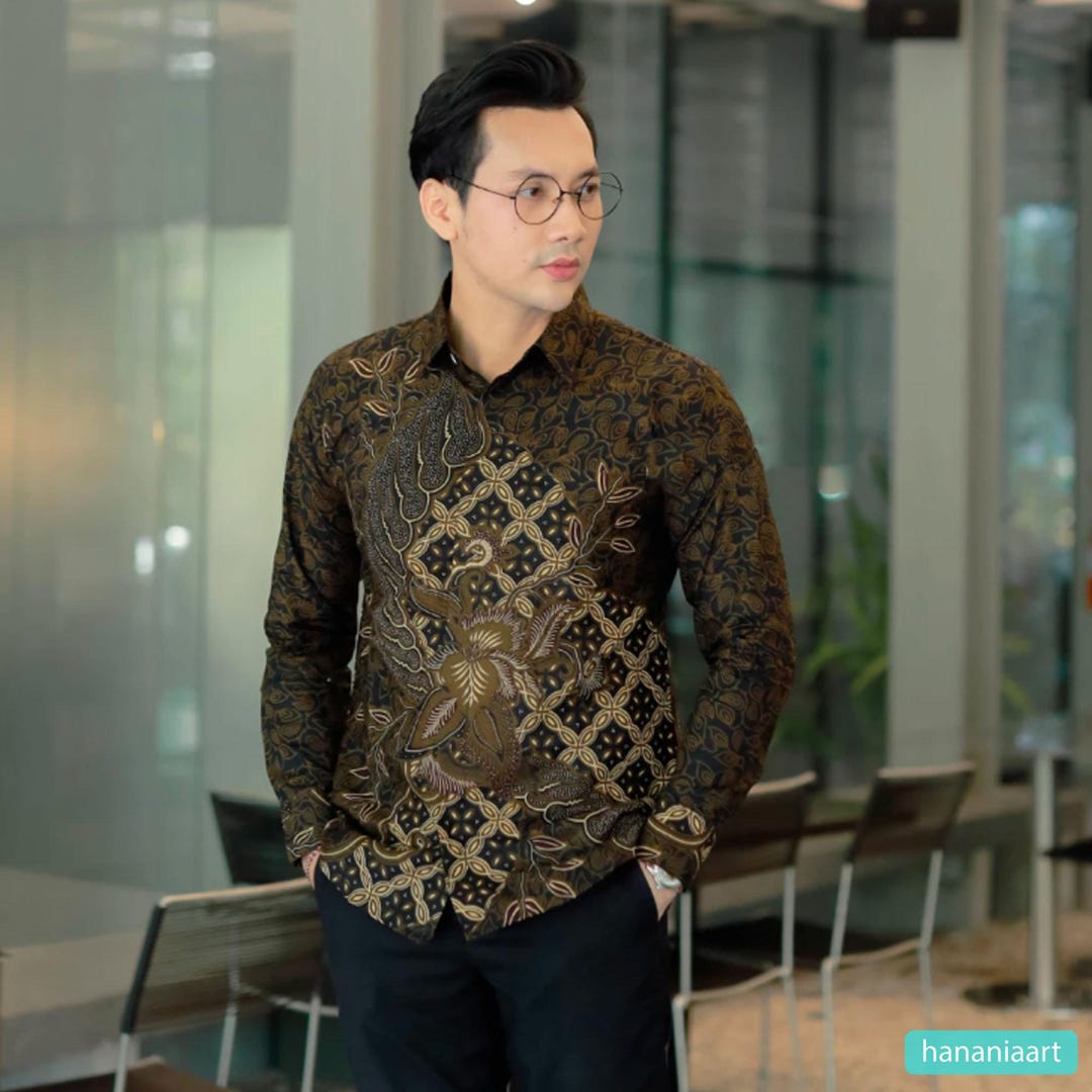 Reksa Olive Elegance Sendang Batik Men's Long-sleeved Batik Shirt, Men ...