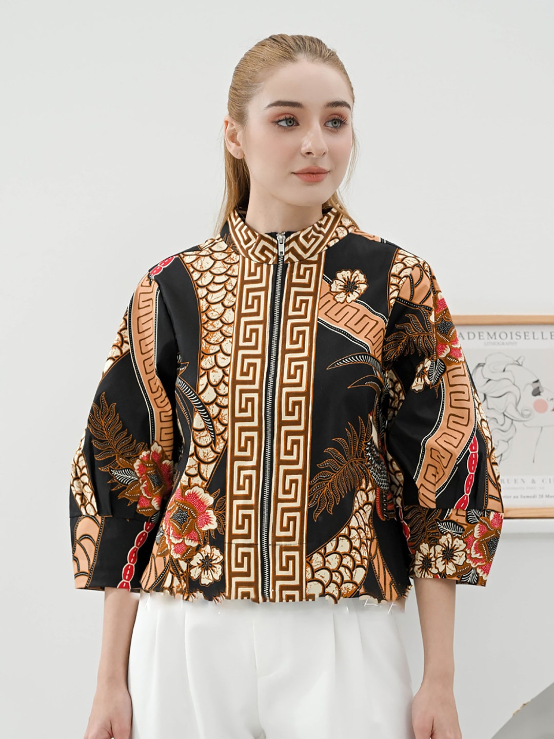 Stylish Cotton Batik Jacket Blouse Nuansa Batik, Women Blouse ...