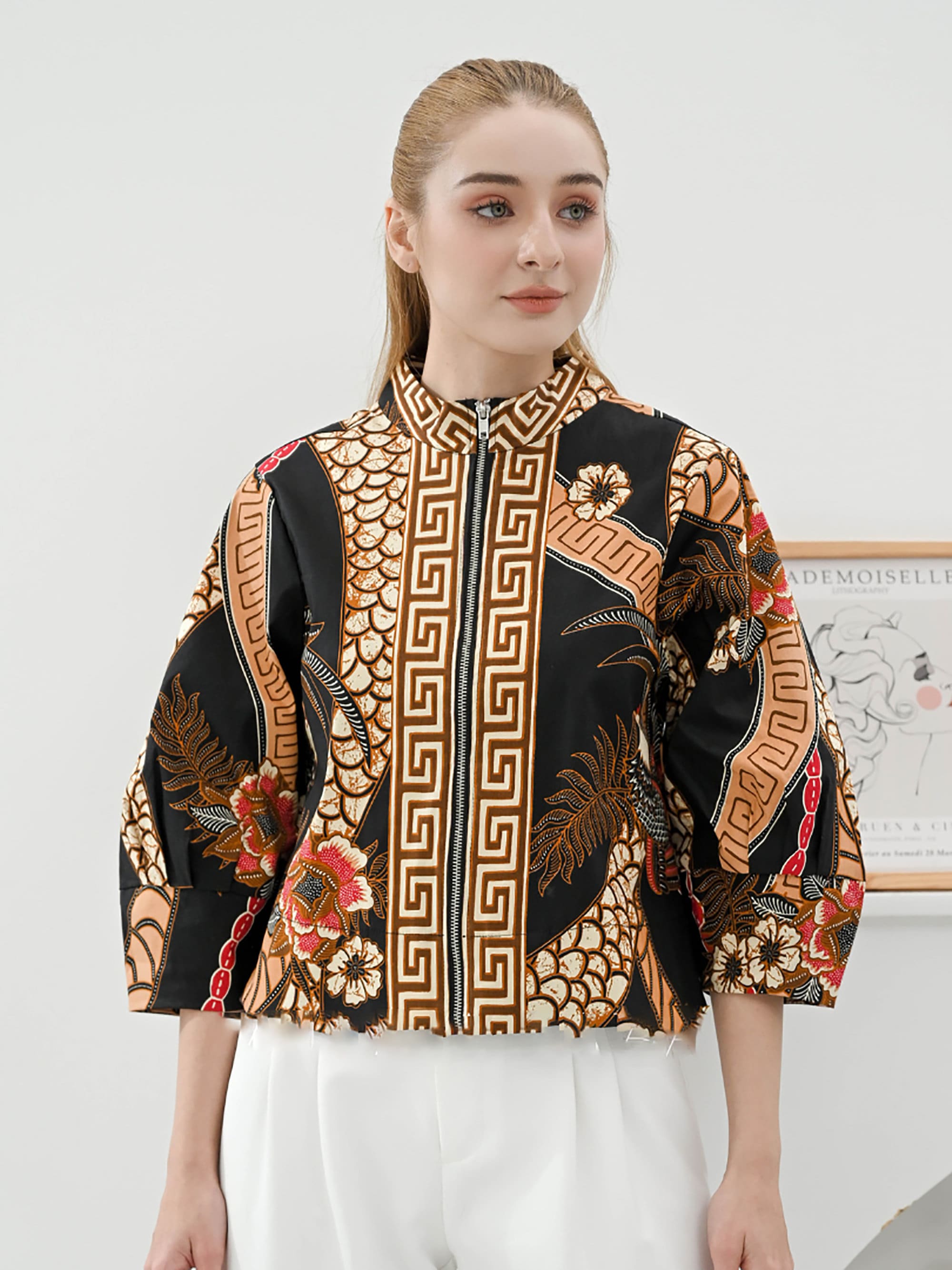 Stylish Cotton Batik Jacket Blouse Nuansa Batik, Women Blouse ...