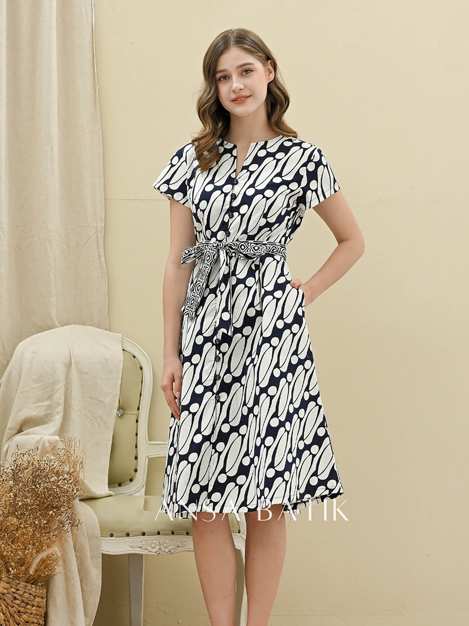 Traditional Indonesian Batik Nuansa Batik Midi Dress, Batik Dress ...