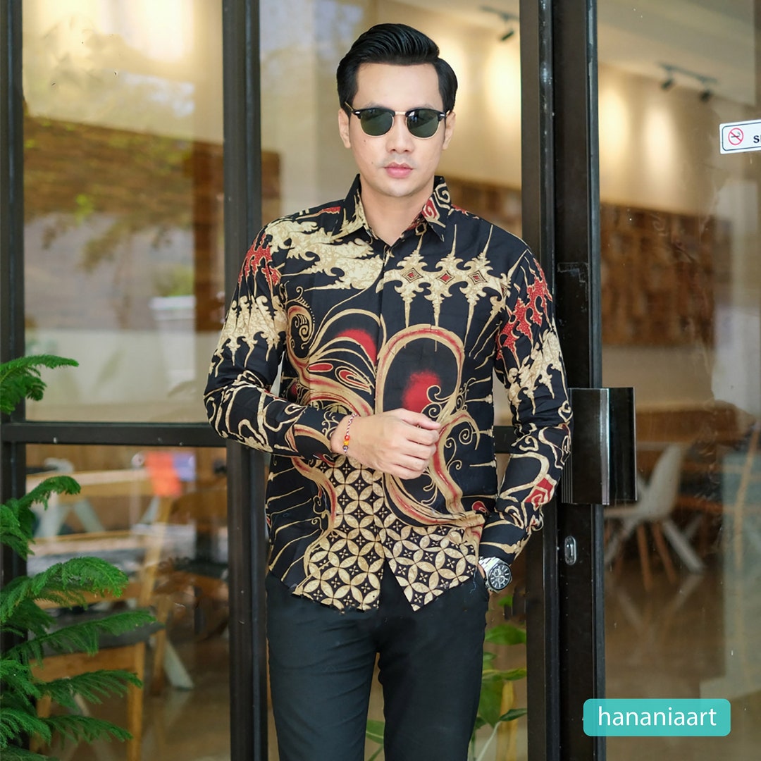 Dirgantara Elegance Modern Men's Long Sleeve Batik Shirts at Sendang ...