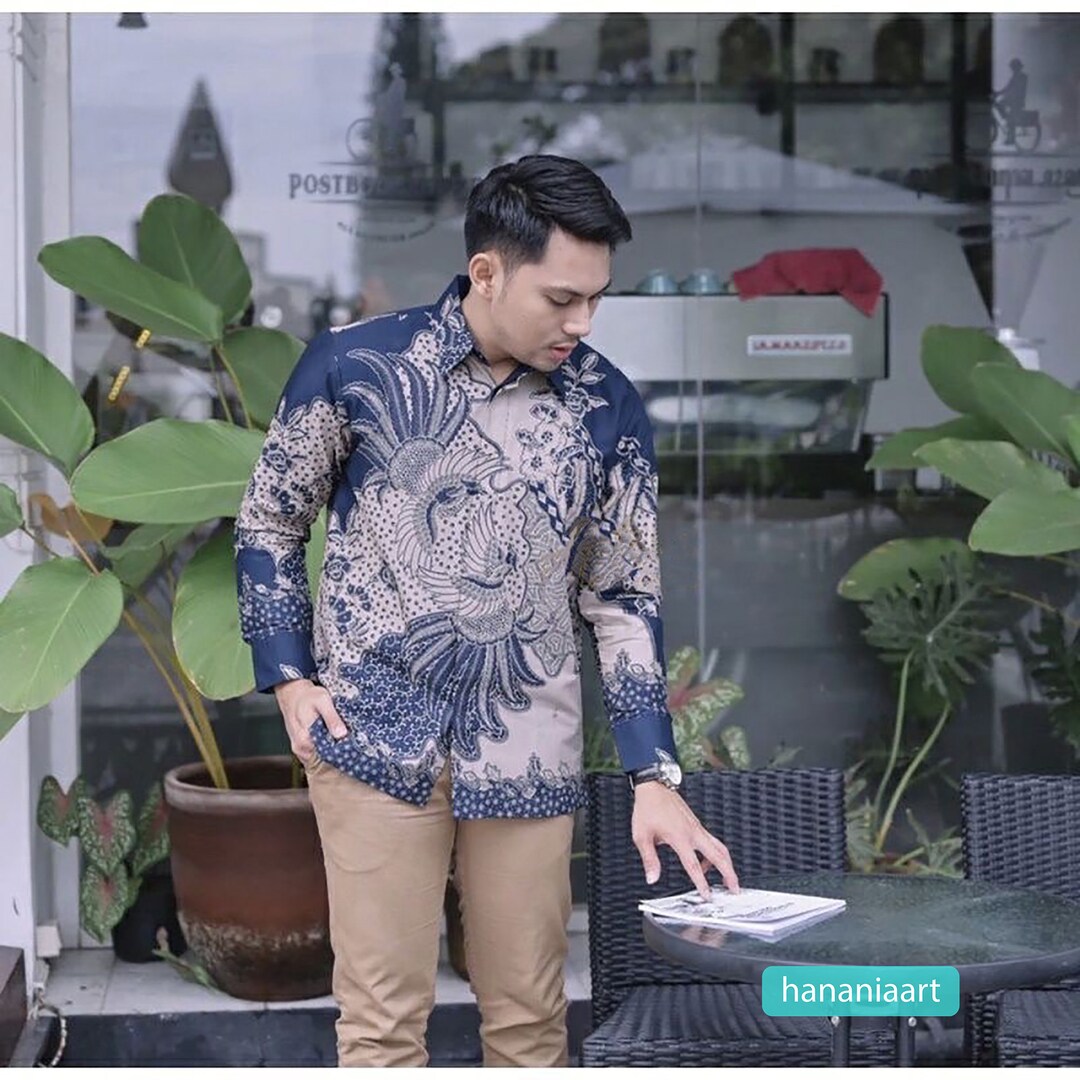 Regal Navy Reverie Bianca Batik Aswangga Men's Long-sleeve Batik Shirt ...