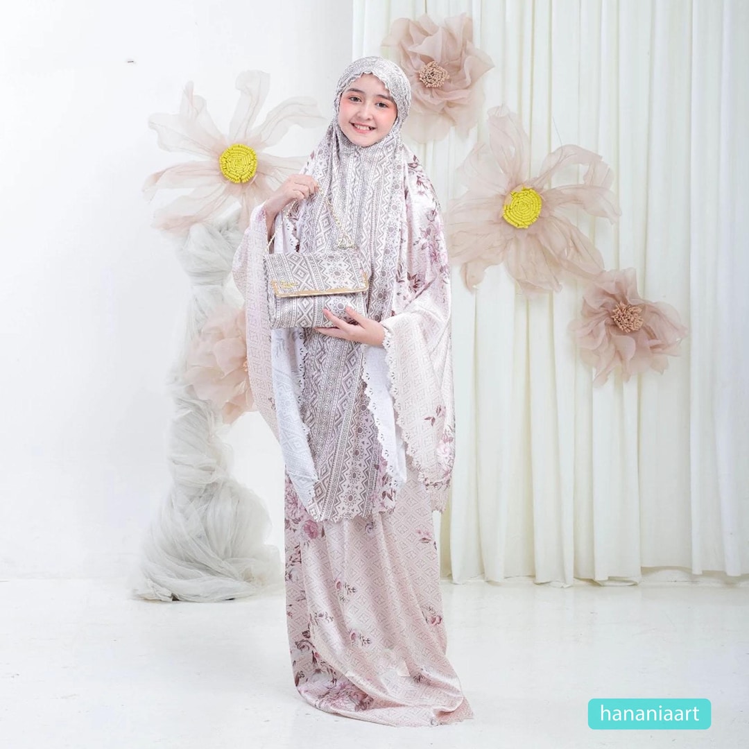 Zain Selina 2in1 Silk Mukena for Girl, Embrace Serenity in Style Kids ...