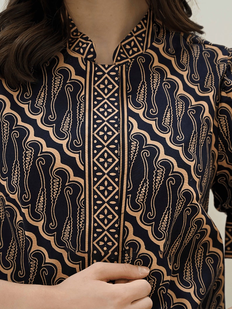 Short Sleeve Batik Formal Blouse Stylish Workwear Nuansa - Etsy