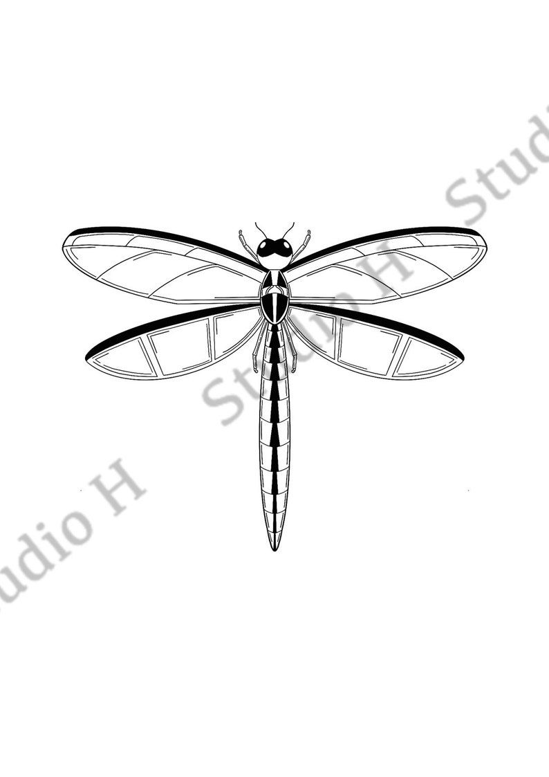 Fine Line Dragonfly Digital Download Print Printable Art - Etsy