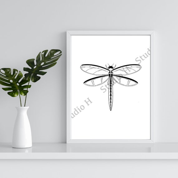 Fine Line Dragonfly Digital Download Print Printable Art - Etsy