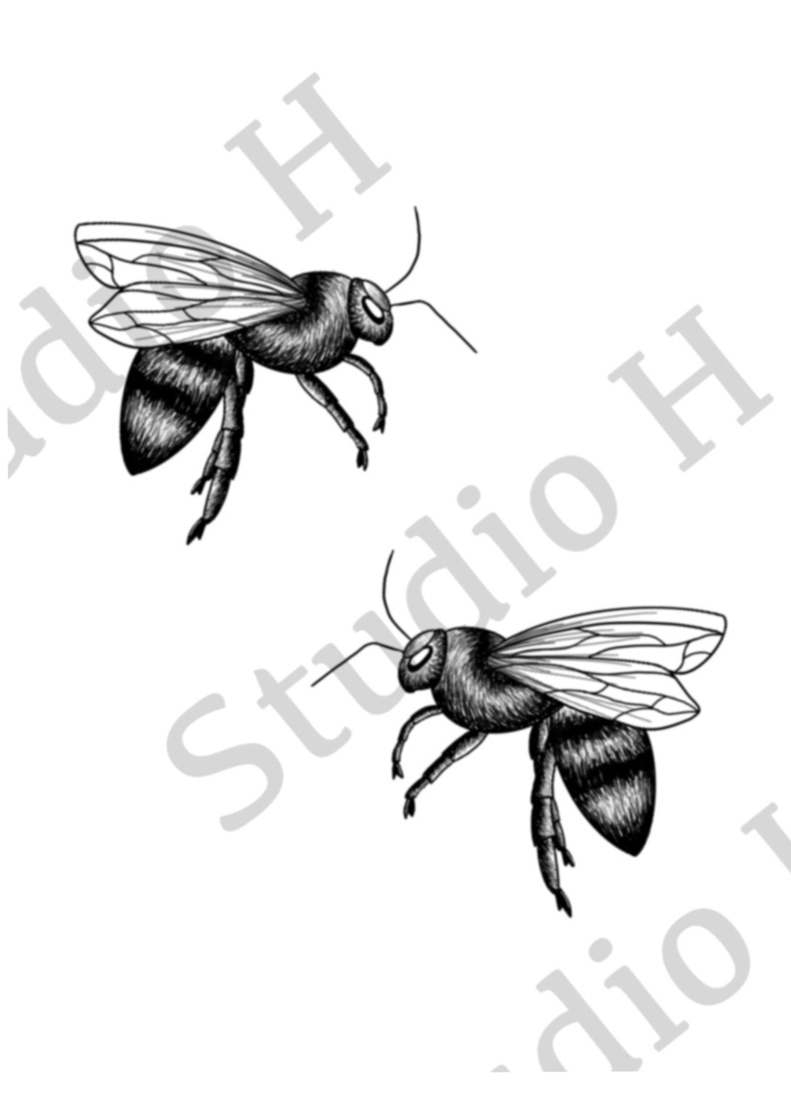 Fine Line Twin Bees Digital Download Print, Printable Art, Digital ...