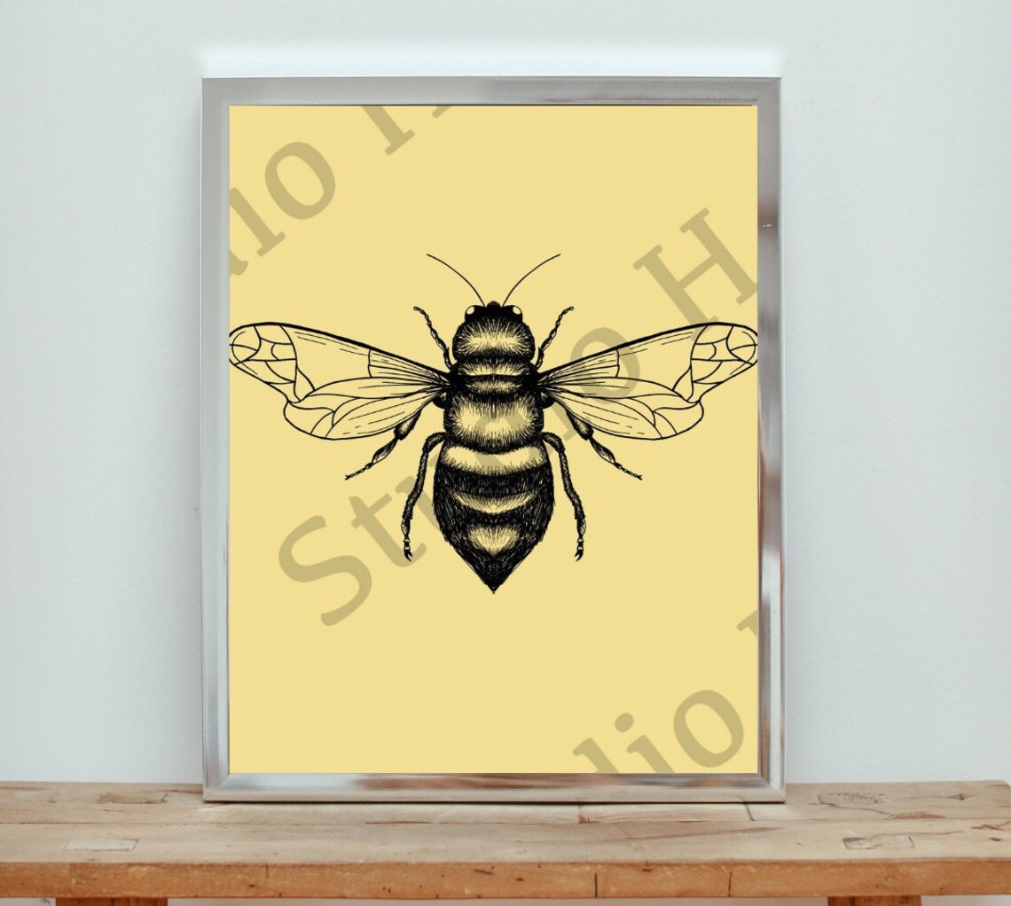 Fine Line Bee in HONEY Digital Download Print Printable - Etsy