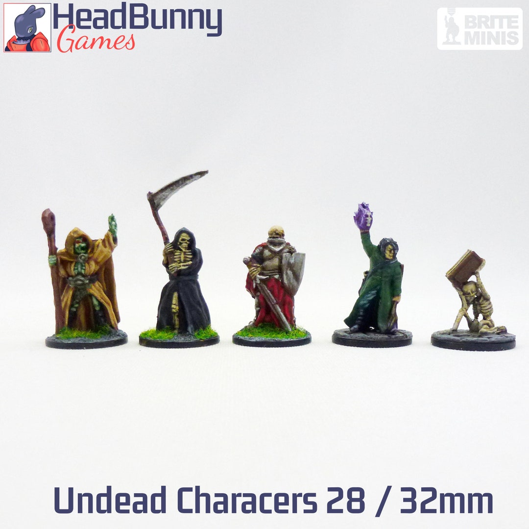 Undead Miniature Set: Lich, Necromancer, Reaper - 28mm/32mm Wargaming ...