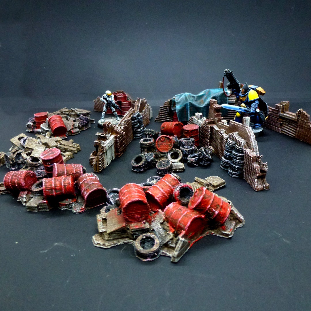 Painted Scrap Terrain Set: 28mm Sci-fi Junk Piles & Walls - Etsy