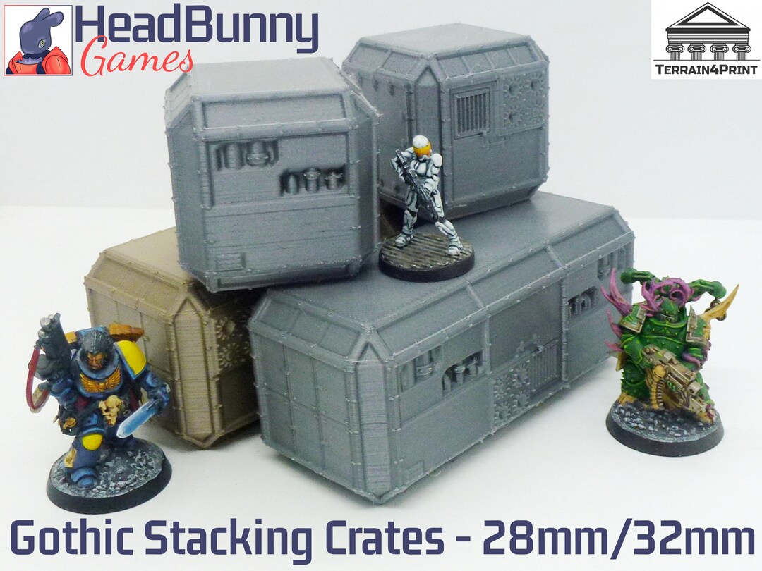 Gothic Sci-fi Shipping Crates - 28mm 32mm UNPAINTED Sci-fi Scatter ...