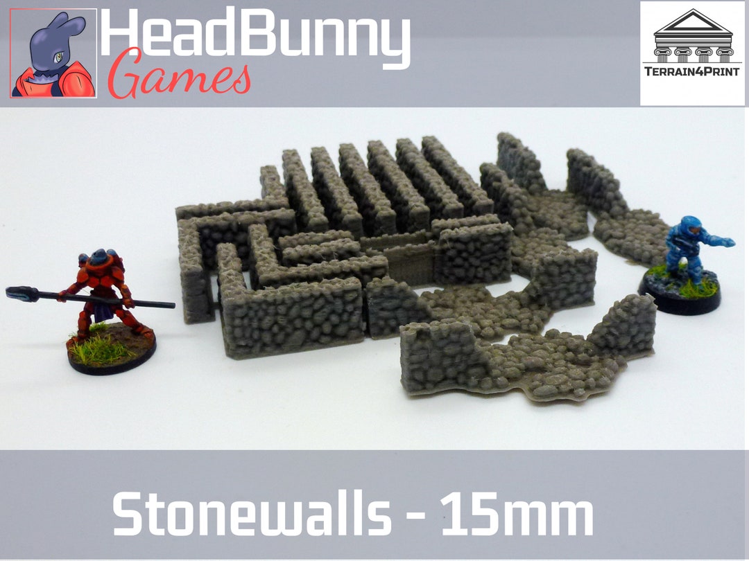 UNPAINTED Stone Walls Set 15mm Wargames Scatter Terrain Sigmar Bolt ...