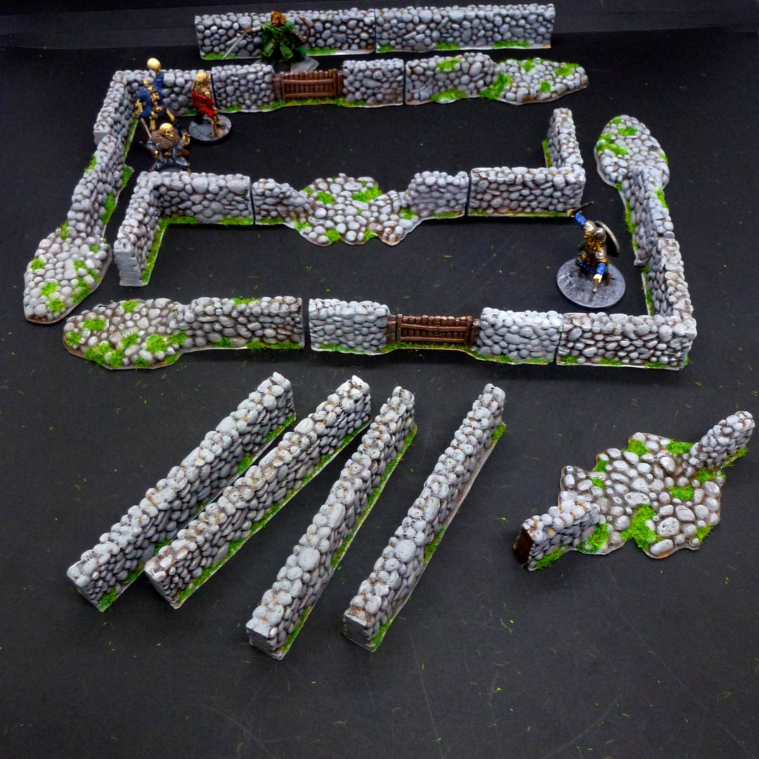 Stone Walls Set PAINTED 28mm Wargames Scatter Terrain Sigmar Warhammer ...