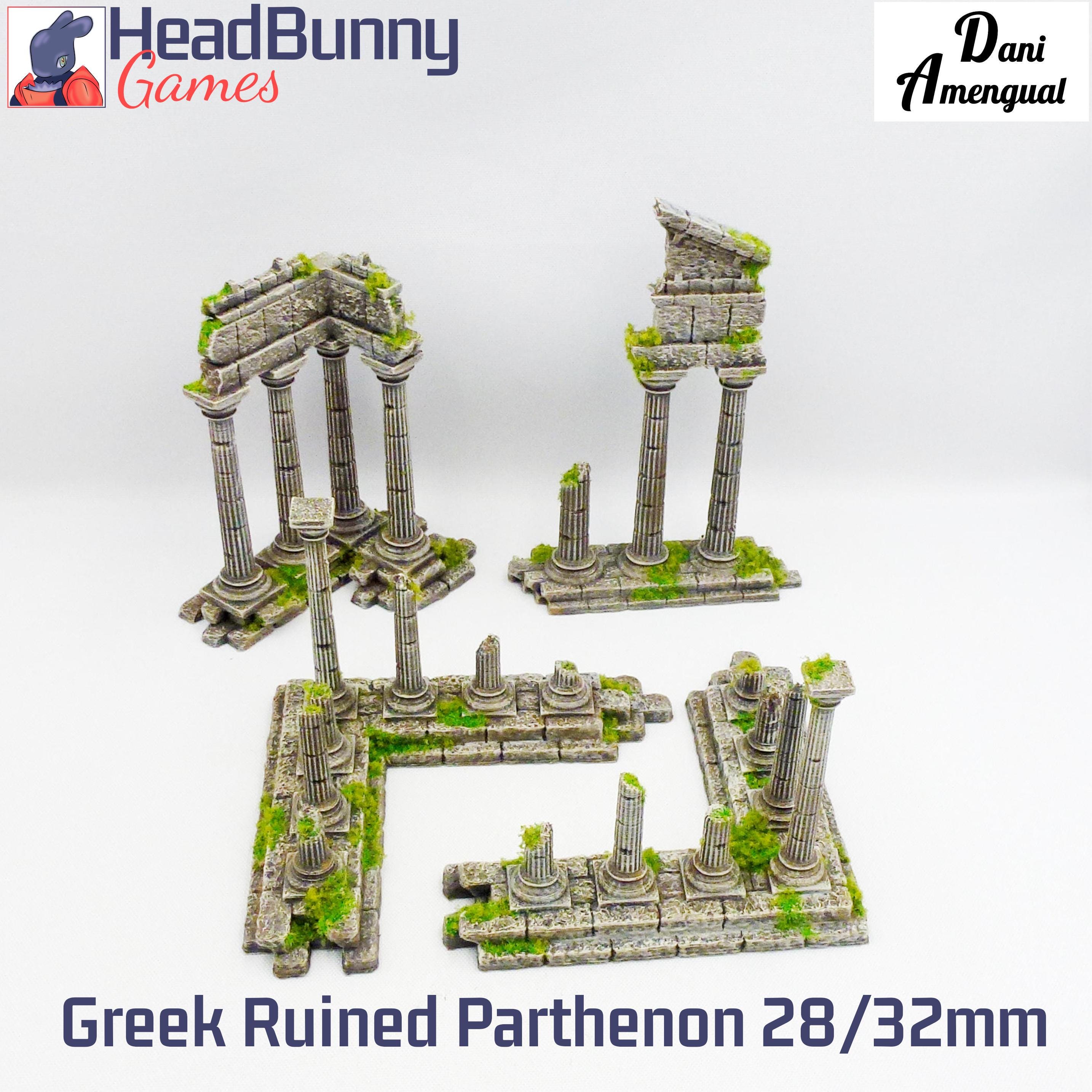 28-32mm Ruined Greek Parthenon UNPAINTED Scatter Terrain Set - Fantasy ...