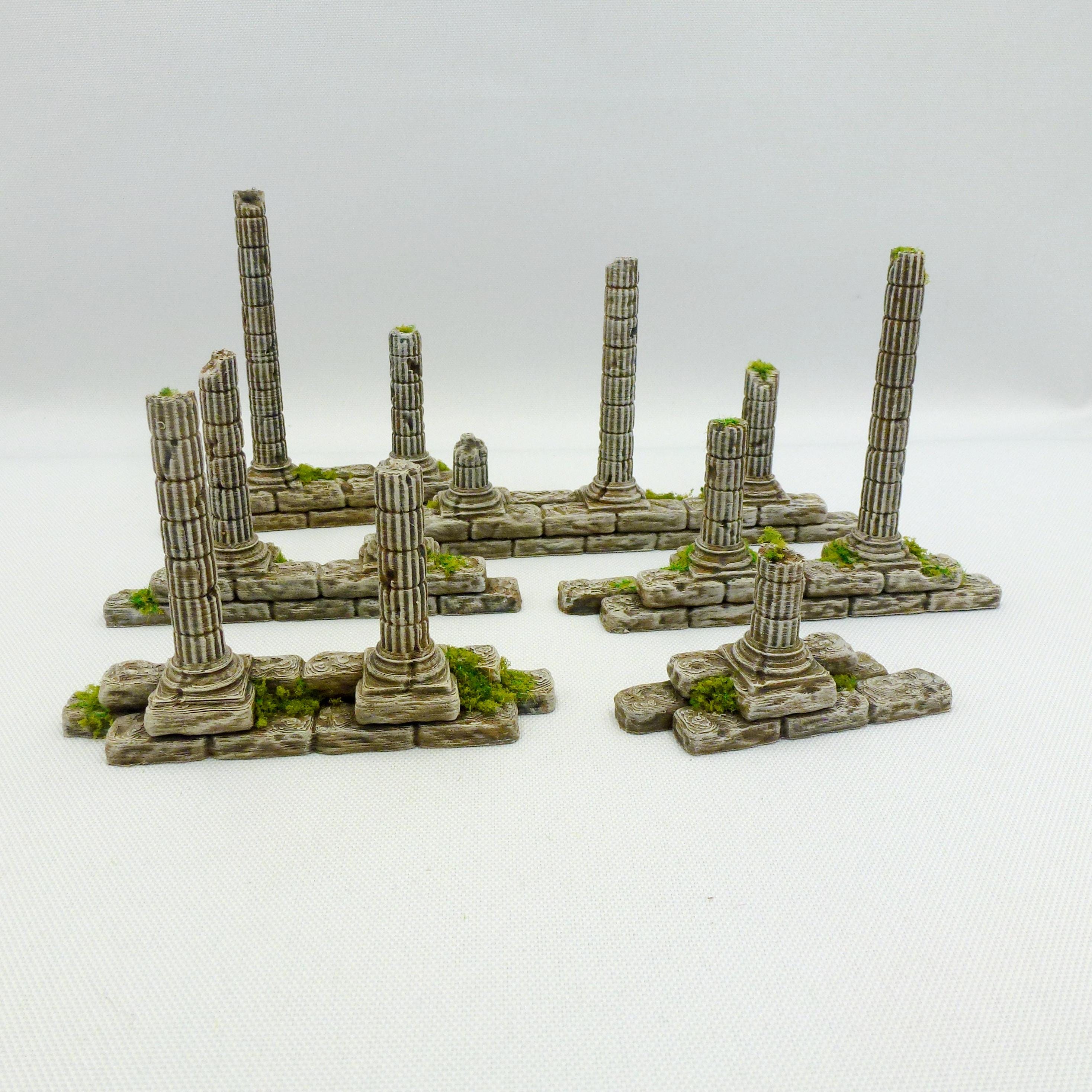 Straight Greek Ruined Columns UNPAINTED 28-32mm Scatter Terrain Set ...