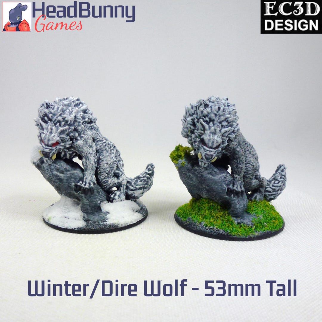 Winter/dire Wolf - Monster Animal Miniature Fantasy Wargames Dnd ...