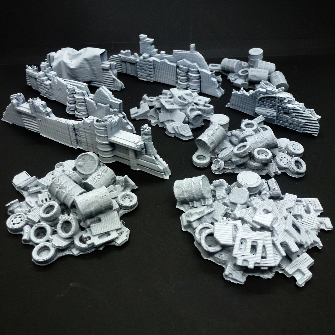 28mm Scrap Walls/barricades & Shanty Junk Piles UNPAINTED Tabletop Post Apocalyptic Scatter ...