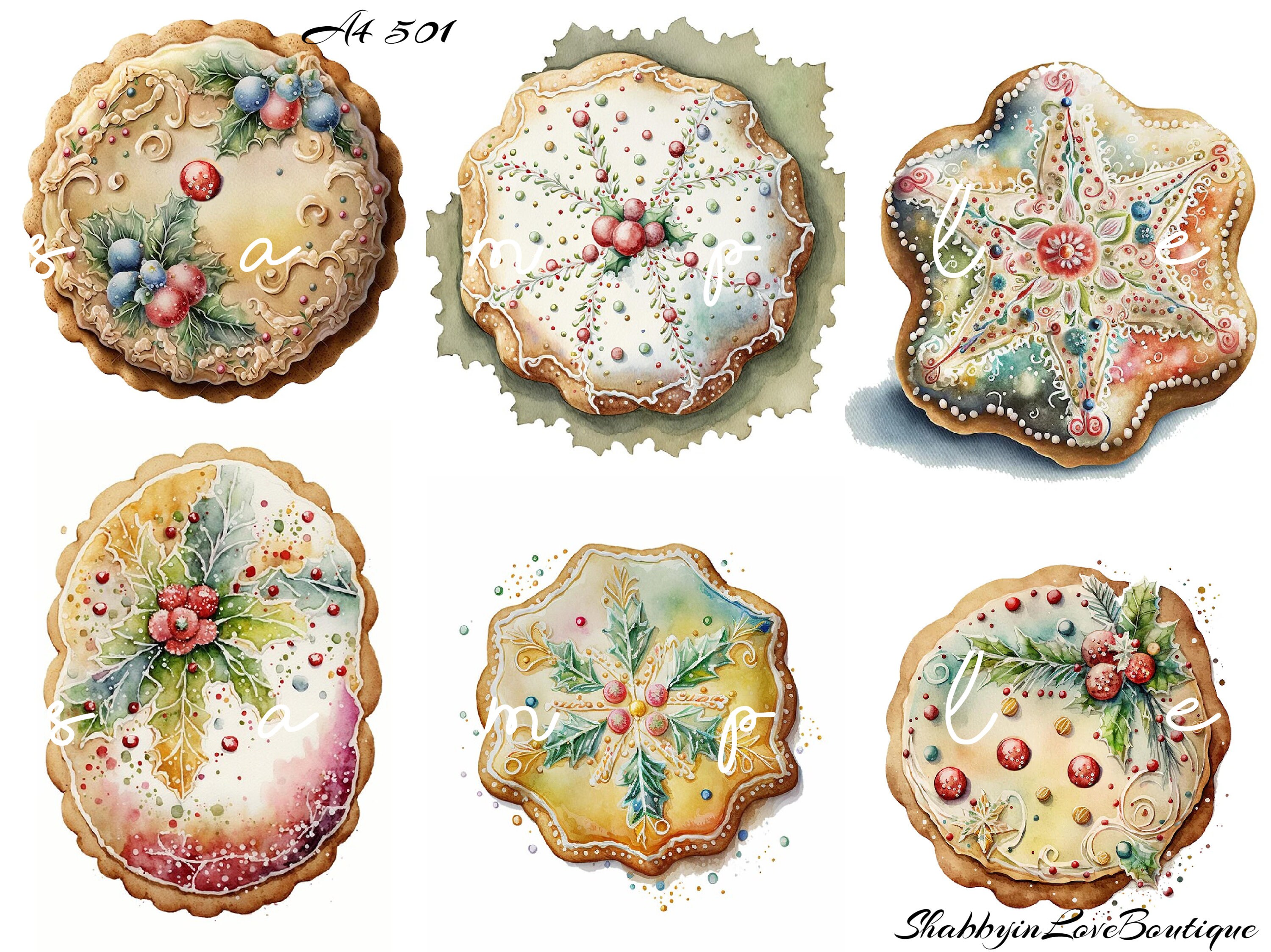 Decoupage Rice Paper, A4 501 Vintage Christmas Cookies Decoupage Paper, Decorative Image ...