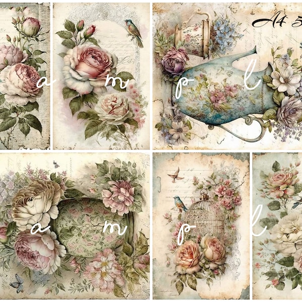 Decoupage Roses - Etsy