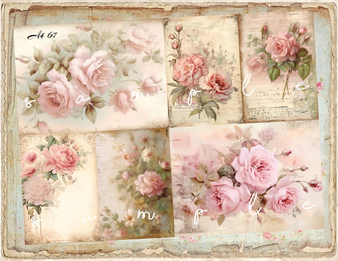 Shabby Chic Vintage Roses Decoupage Rice Paper: A4 Size - Etsy