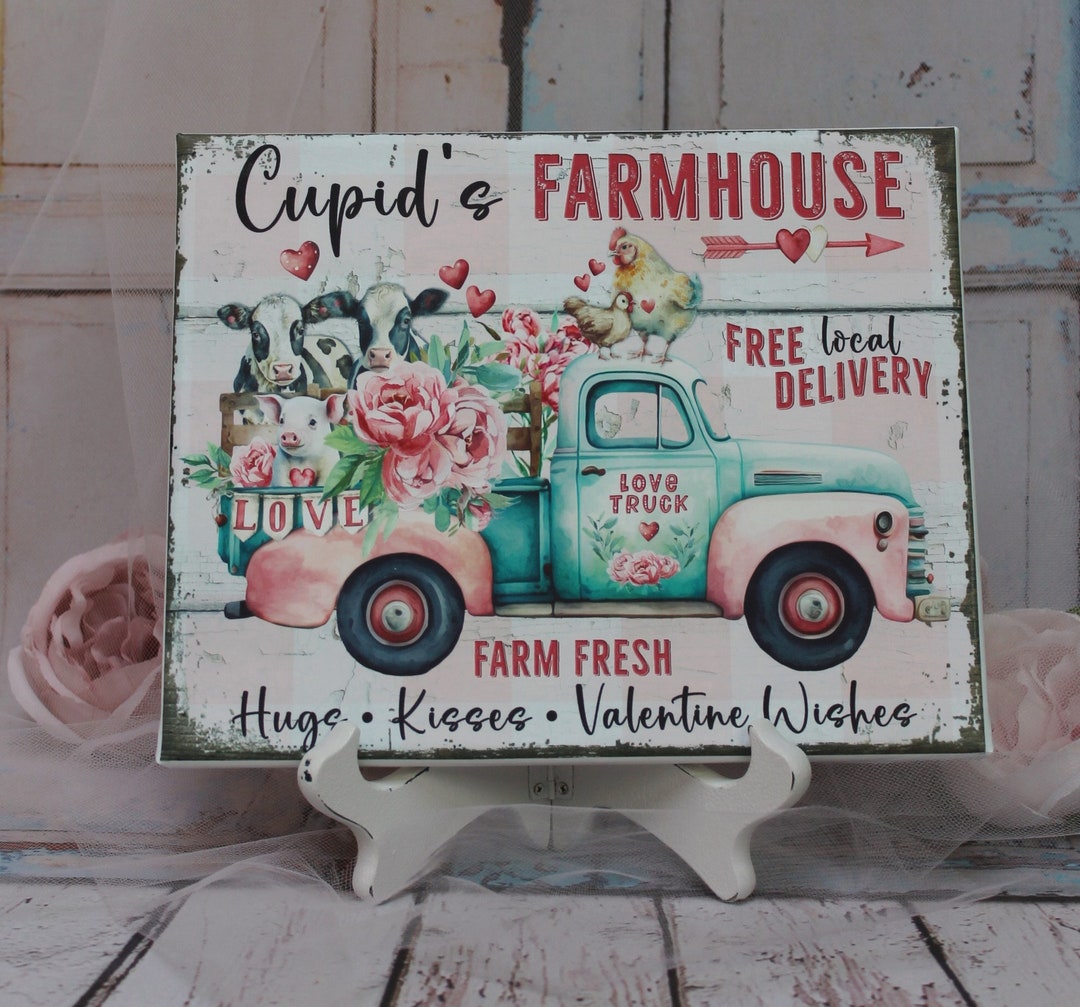 Shabby Chic Vintage Retro 50's Farm Valentintine Love Truck Country ...