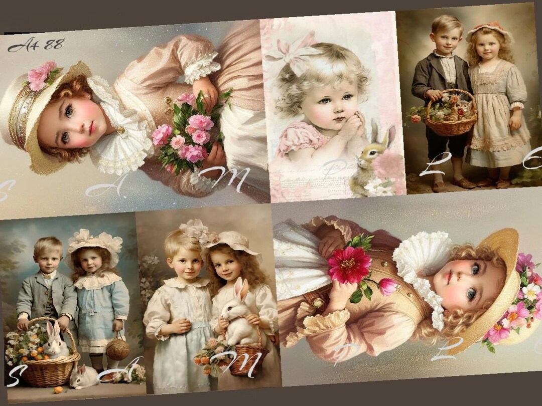 Decoupage Rice Paper, A4 88 Shabby Chic Vintage Easter Children Roses ...
