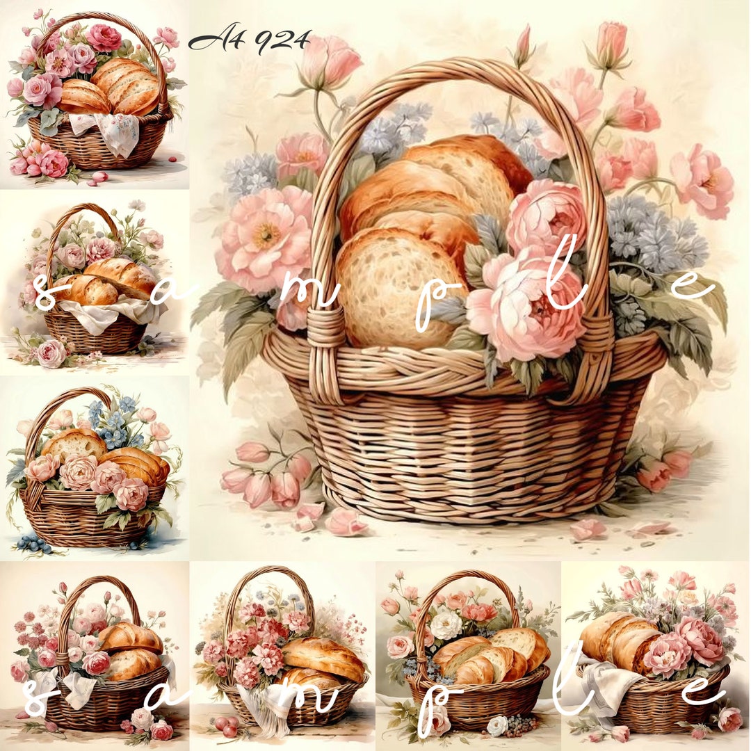 Decoupage Rice Paper, A4 924 Shabby Chic Vintage Rose Baskets With ...