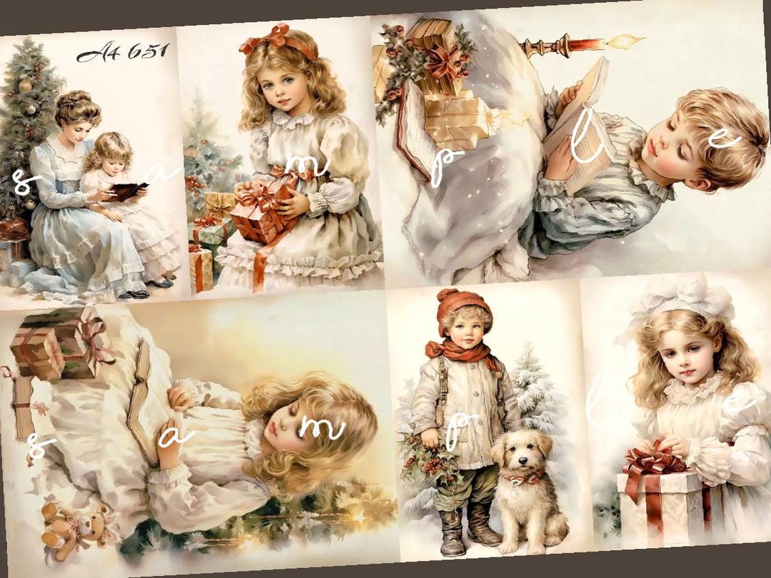 Decoupage Rice Paper, A4 651 Vintage Christmas Victorian Children ...