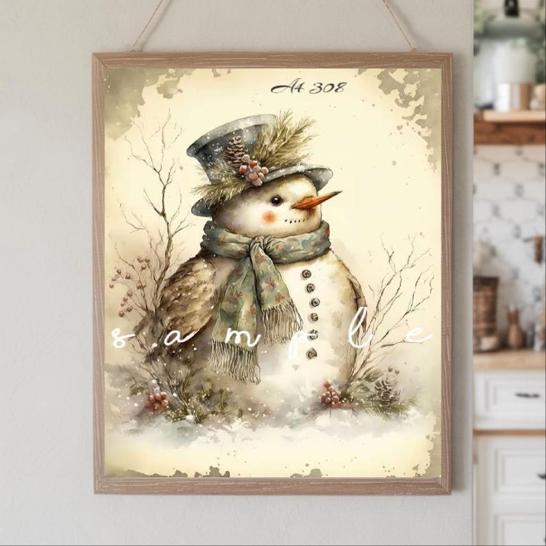 Vintage Christmas Snowman Rice Paper for Decoupage - A4 Size - Etsy