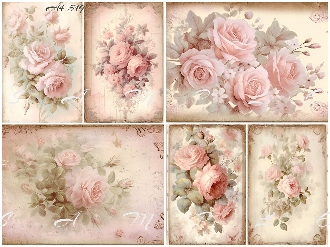 NEW Decoupage Rice Paper, A4 519 Shabby Chic Vintage Victorian Roses ...