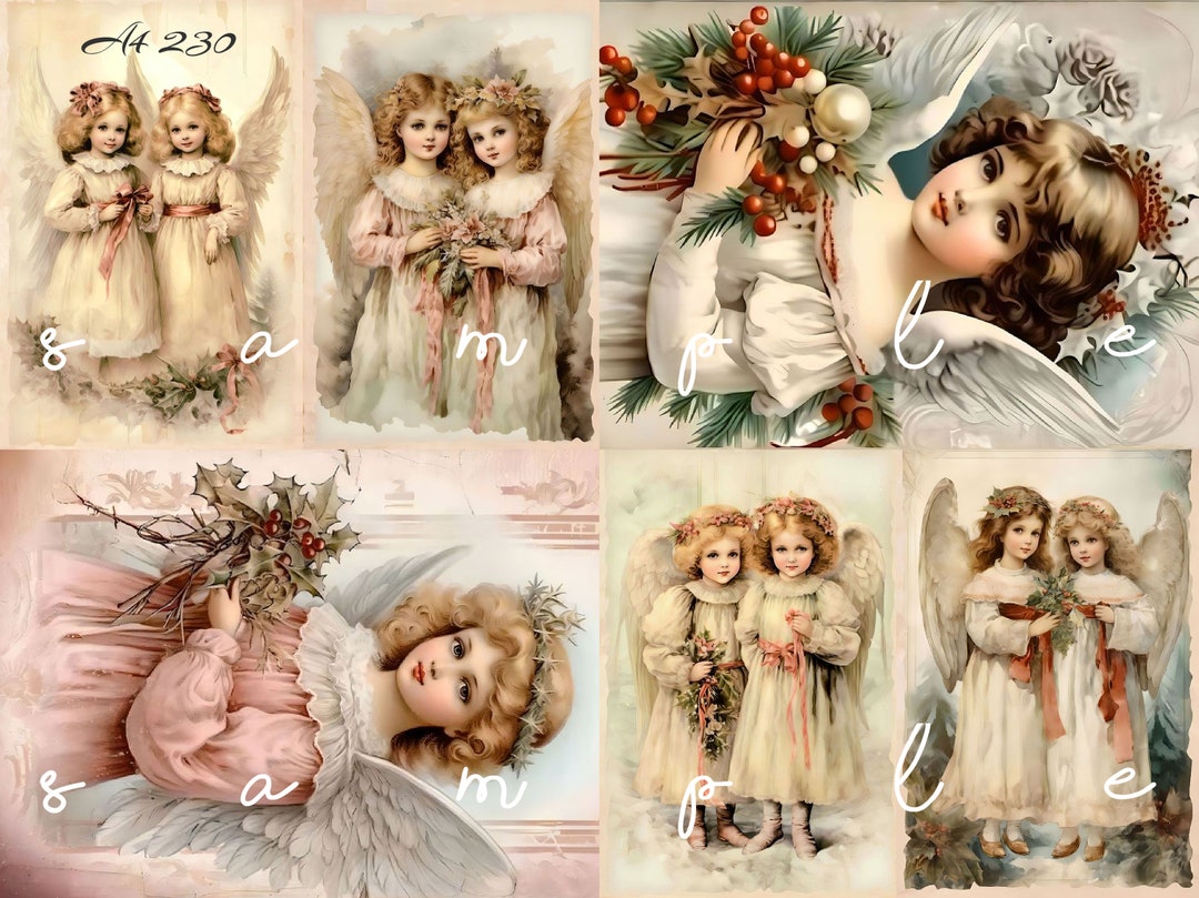 Decoupage Rice Paper, A4 230 Vintage Christmas Angels Decoupage Paper ...
